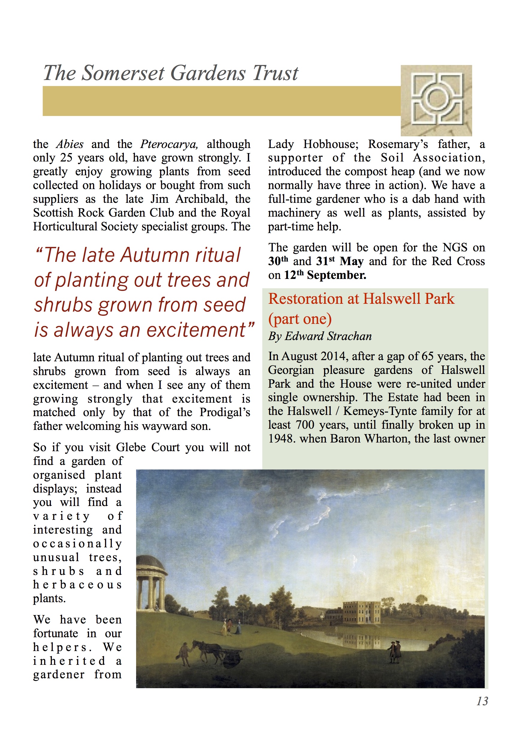 Somerset Gardens Trust Magazine – Halswell Park Progress pt.1 ...